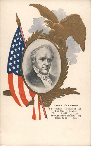 James Buchanan - Oval portrait w/ American flag and eagle Presidents ...