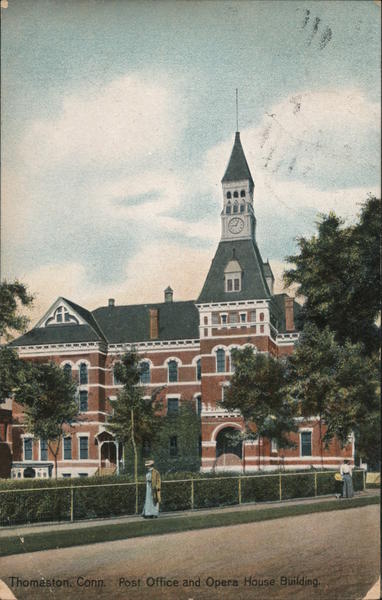 Post Office and Opera House Building Thomaston, CT Postcard