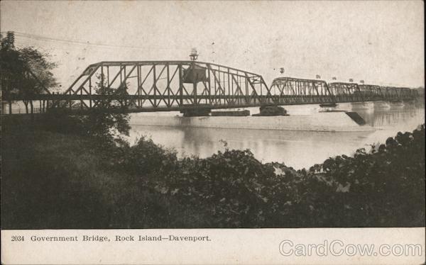 Government Bridge, Rock Island Davenport, IA Postcard