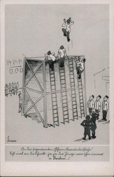 Comic: German Obstacle Course Nazi Germany Postcard
