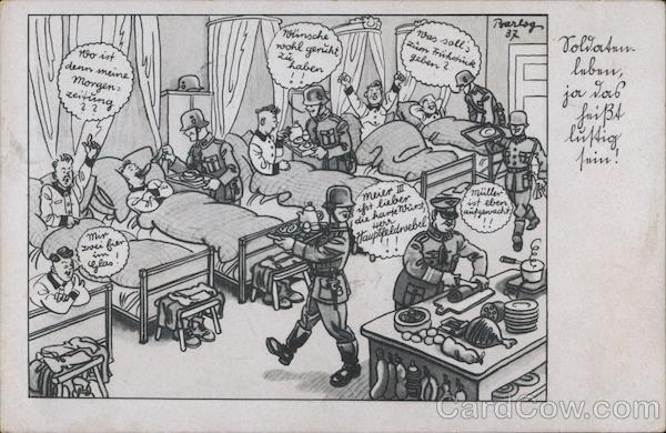 Lot of 6: Nazi Soldiers, Comic Cards Nazi Germany Postcard