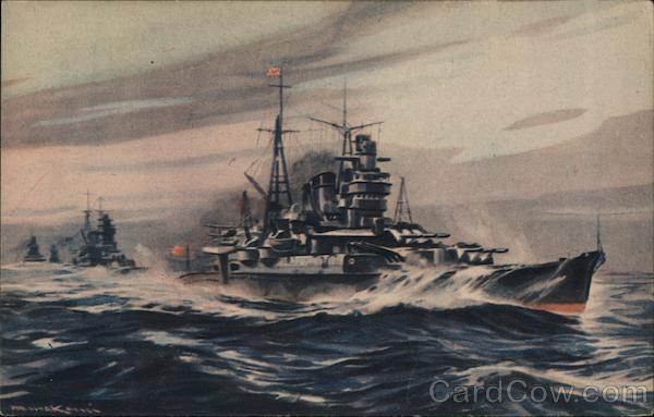 Japanese Navy Ships WWII Postcard