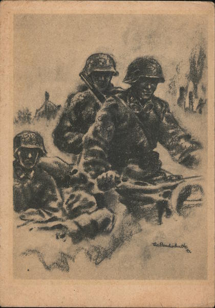 Germany WWII, SS Motorcycle Unit with Side Cars Nazi Germany Postcard