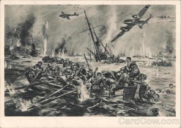 Dunkirk, Messerschmitt Airplanes Attacking English Soldiers in Small ...