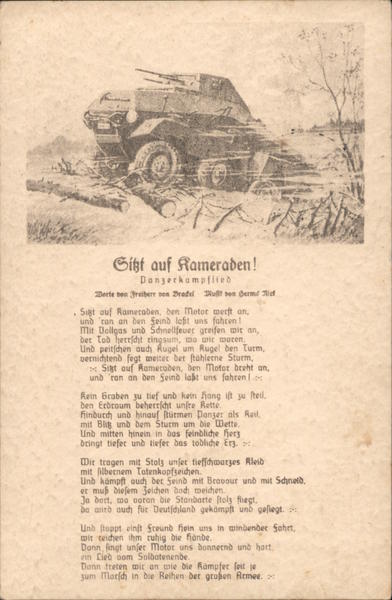 Song for Tank Soldiers 1943, Tank in Battle Postcard