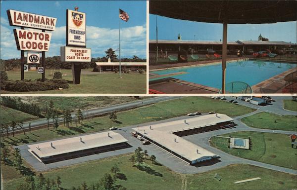 Friendship Inn, Landmark Motor Lodge Glens Falls, NY Postcard