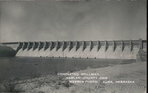 Completed Spillway Harlan County Dam Alma, NE Postcard