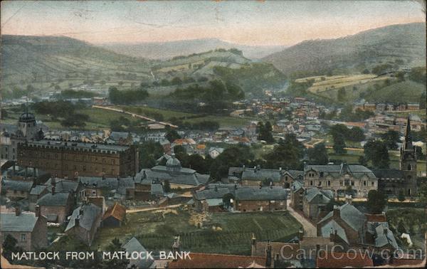 View of Town From Bank Matlock, England Postcard