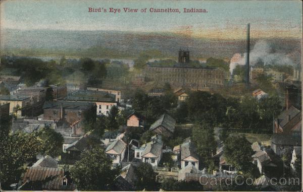 Bird's Eye View of Town Cannelton, IN Postcard