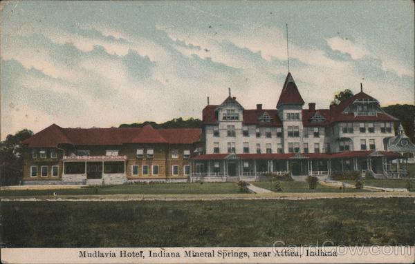 Mudlavia Hotel, Indiana Mineral Springs Attica, IN Postcard