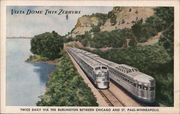 Vista Dome Twin Zephyrs-twice daily via the Burlington between Chicago ...