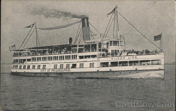City of Philadelphia River Boat, Wilson Line Wilmington, DE Postcard