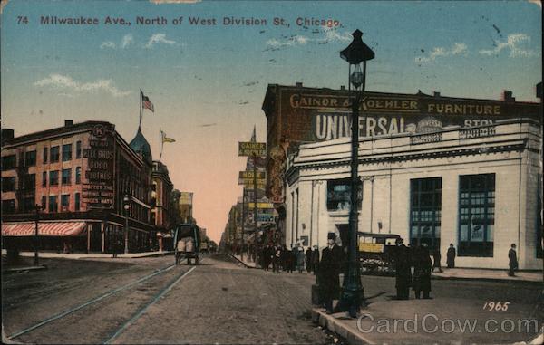 Milwaukee Ave., North of West Division St. Chicago, IL Postcard