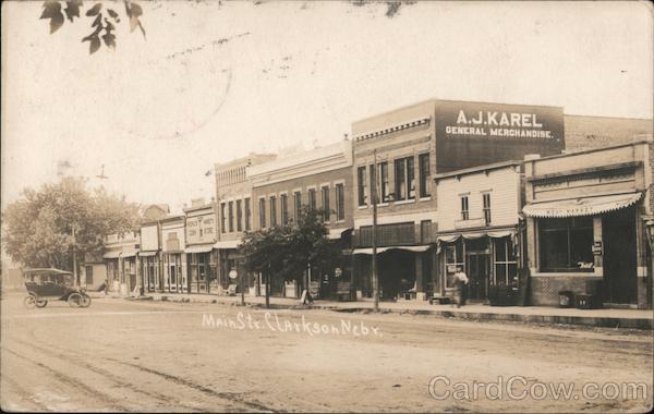 Main Street Clarkson, NE Postcard