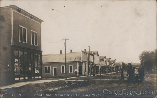 South Side Main Street Looking West Newcastle, NE Postcard