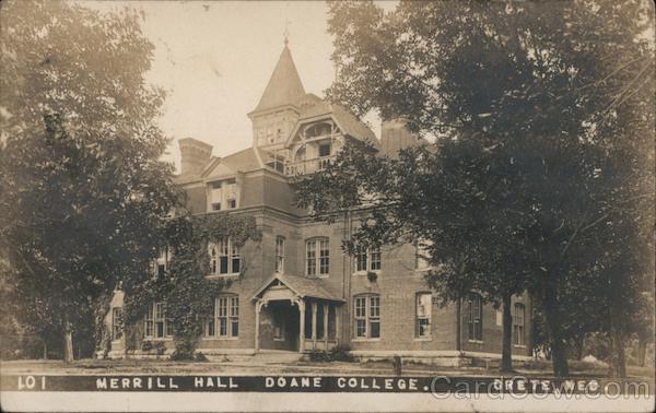 Merrill Hall, Doane College Crete, NE Postcard