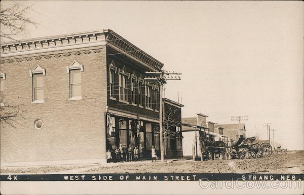 West Side of Main Street Strang, NE Postcard
