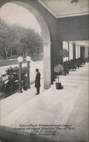 Travis Park Entrance and Loggia showing portion of beautiful Travis ...