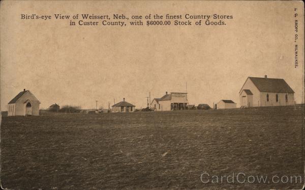 Bird's Eye View of Weissert - Country Store Nebraska Postcard