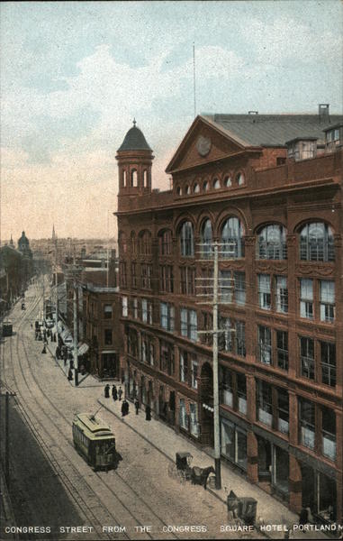 Congress Street from the Congress Square Hotel Portland, ME Postcard