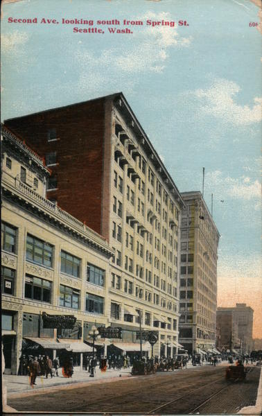 Second Ave. looking South from Spring St. Seattle, WA Postcard