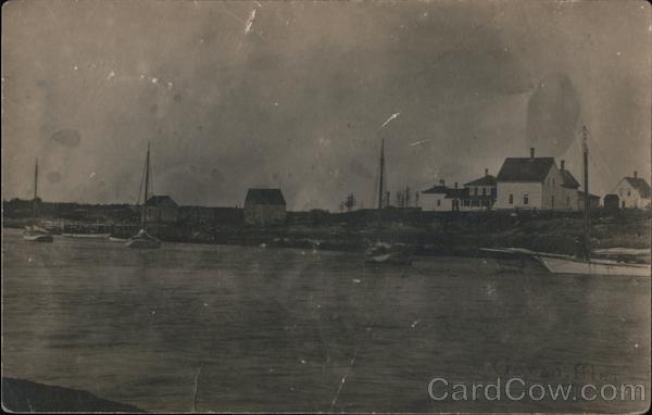 Bay with Boats and Houses, Indian Harbor Greenwich, CT Postcard