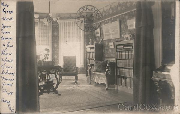 Decorated Parlor Library Room Boston, MA Buildings Postcard