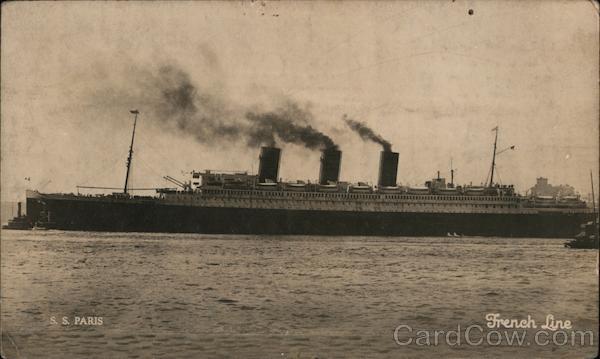 S.S. Paris, French Line Boats, Ships Postcard