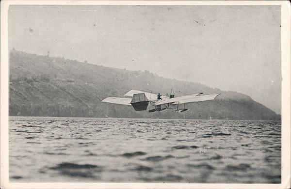 "Gink" flying the rebuilt "Langley" machine, Lake Keuka Hammondsport ...