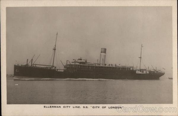 Ellerman City Line. S.S. "City of London" Boats, Ships Postcard