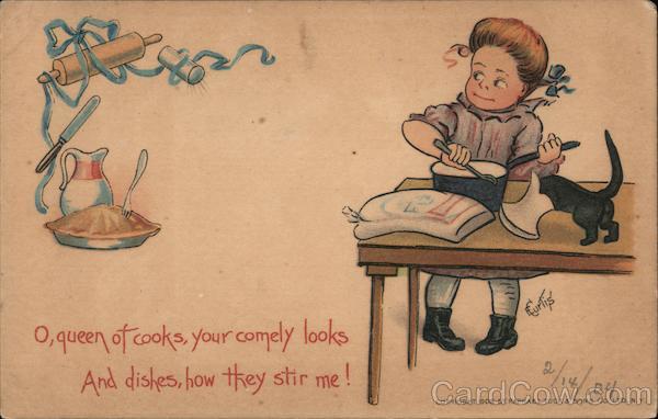 O, queen of cooks, your comely looks And dishes, how they stir me ...