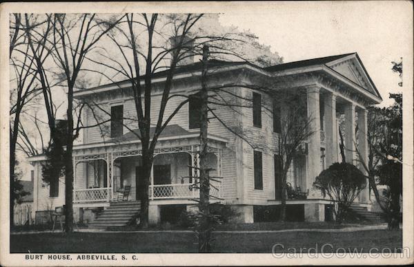 Burt House Abbeville, SC Postcard