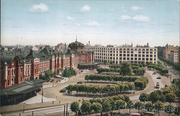 Square in Front of Tokyo Central Station Japan Postcard
