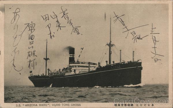 S.S. "ARIZONA MARU", 10,000 TONS GROSS Japan Postcard