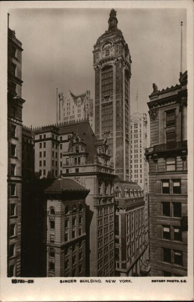 Singer Building New York, NY Rotary Photo E.C. Postcard