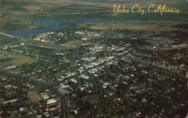 Aerial view of Yuba City California Postcard
