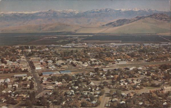 Aerial View Exeter, CA Postcard
