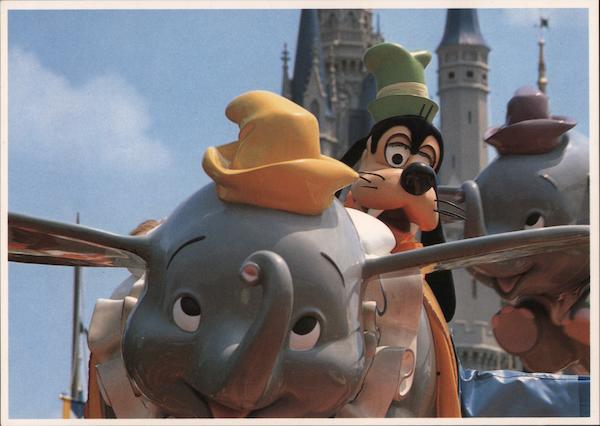 Goofy on the Dumbo Ride at Walt Disney World Orlando, FL Postcard