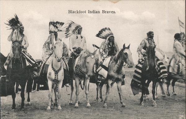 Blackfoot Indian Braves. Native Americana Postcard