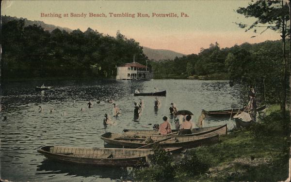 Bathing At Sandy Beach, Tumbling Run Pottsville, PA Postcard