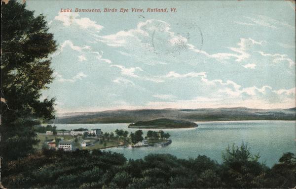 Lake Bomoseen, Birds Eye View Rutland, VT Postcard