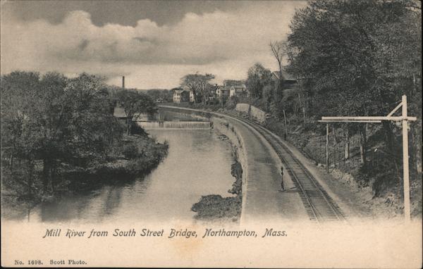 Mill River from South Street Bridge Northampton, MA Scott Photo Postcard