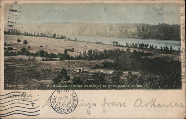 Big Rock and Ft. Roots Arkansas River Springfield, AR Postcard