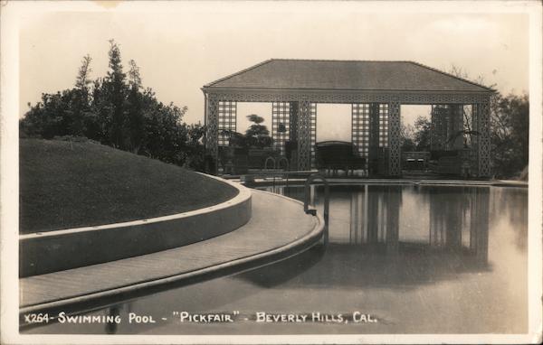 Swimming Pool at "Pickfair" Beverly Hills, CA Postcard