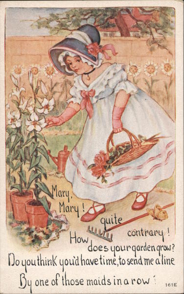 Mary, Mary Quite Contrary Nursery Rhymes Postcard Mary, Mary Quite Contrary Nursery Rhymes Postcard