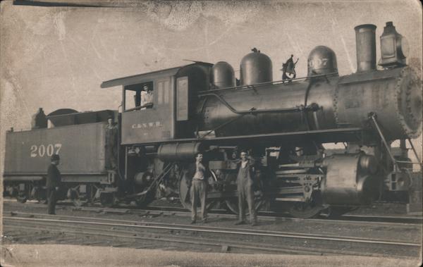 Chicago & Northwestern Steam Locomotive #2007 Belvidere, IL Postcard