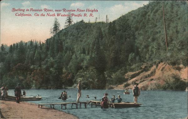 Bathing in Russian River, on the North Western Pacific R.R. Monte Rio ...
