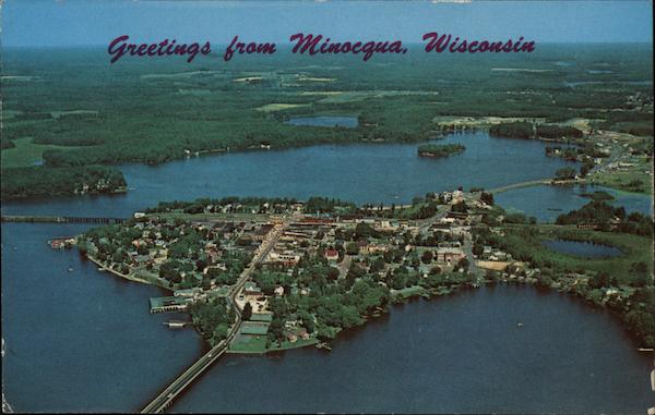 Aerial View Minocqua, WI Postcard