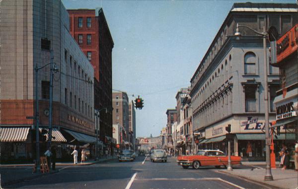 Main Street and Fairfield Ave. Bridgeport, CT Postcard