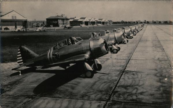 Group of WWII Fighter Planes on Runway World War II Postcard